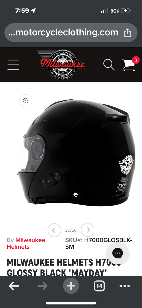 Milwaukee Leather “MayDay” Modular Helmet- Glossy Black with Built in ...